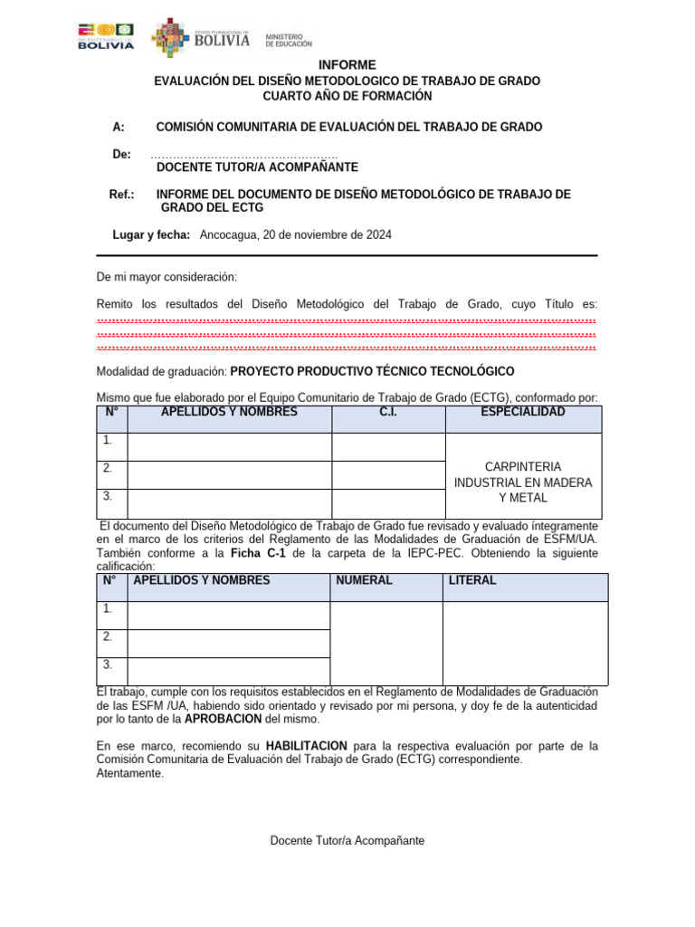 Informe Tutor | PDF