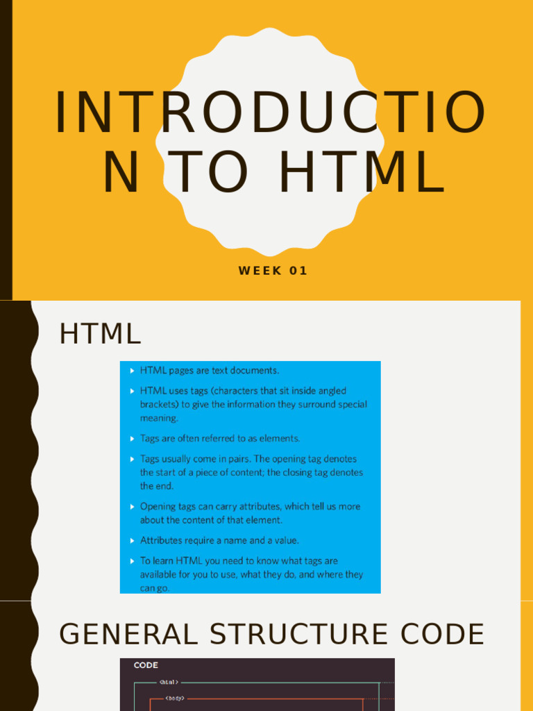 Introduction To HTML (Week 01) | PDF