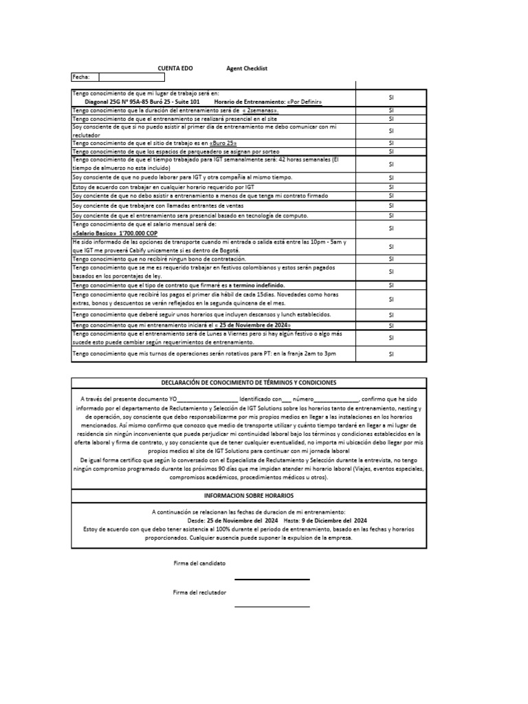 CHECKLIST FORM Edo Sales 72 | PDF