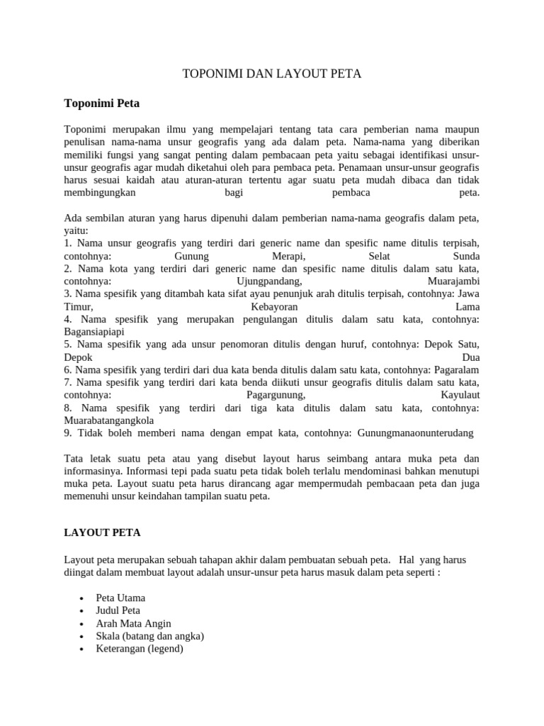 Toponimi Dan Layout Peta Beka | PDF