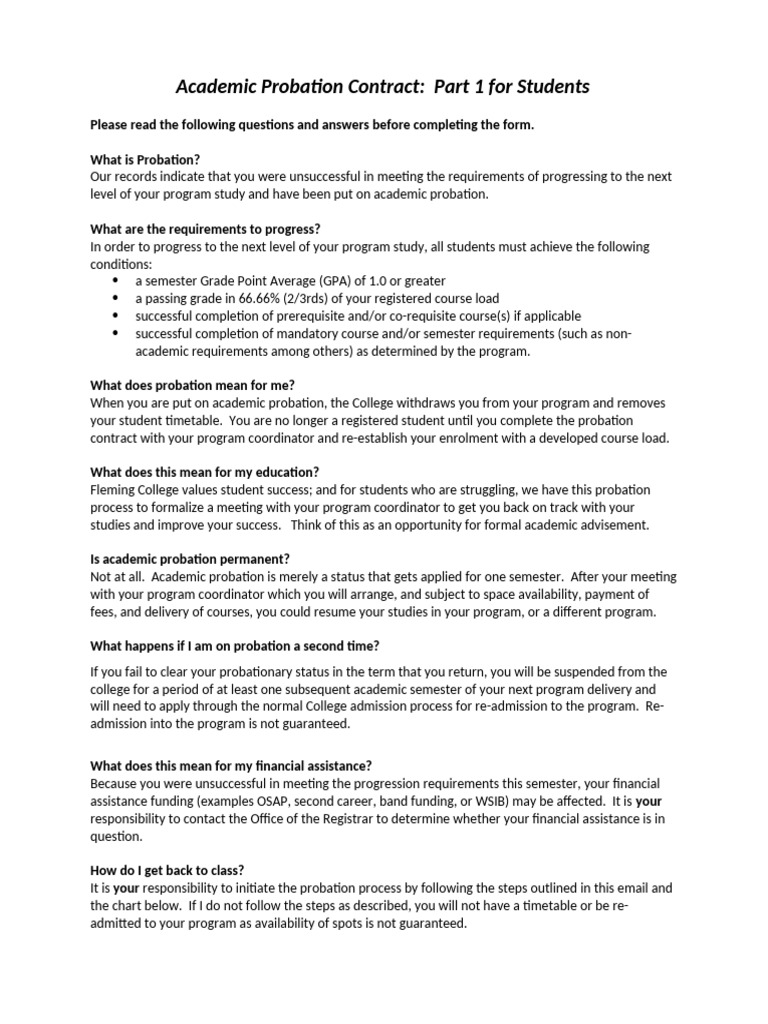 Academic Probation Guide for Students | PDF