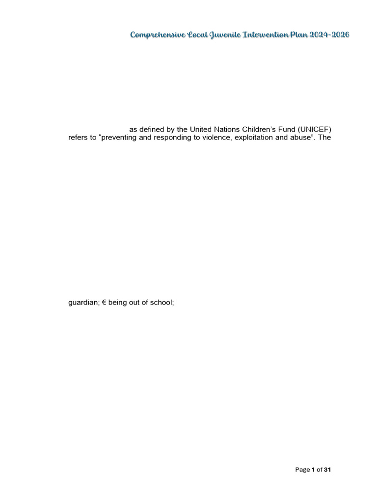 Local Juvenile Intervention Plan 2024-2026 | PDF | Child Abuse ...