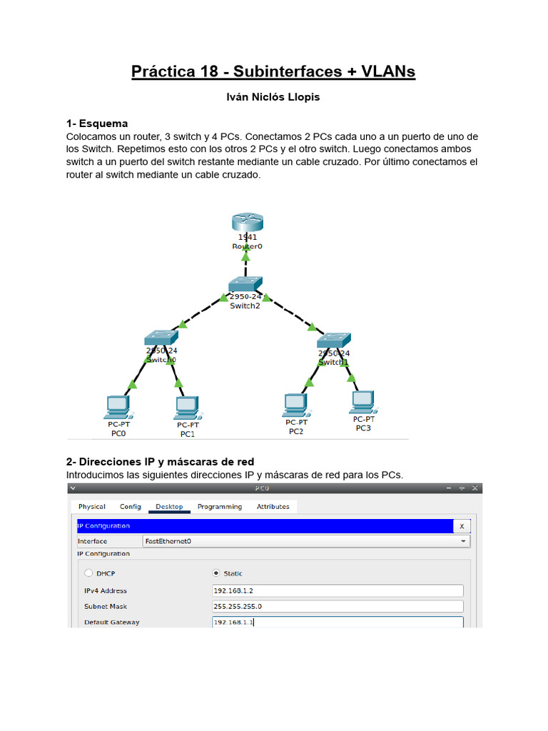 Configuración de Subinterfaces y VLANs | PDF | Protocolos de comunicaciones | Estándares de internet