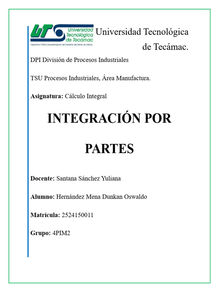 Guía de Integración por Partes en Cálculo | PDF | Integral | Análisis ...