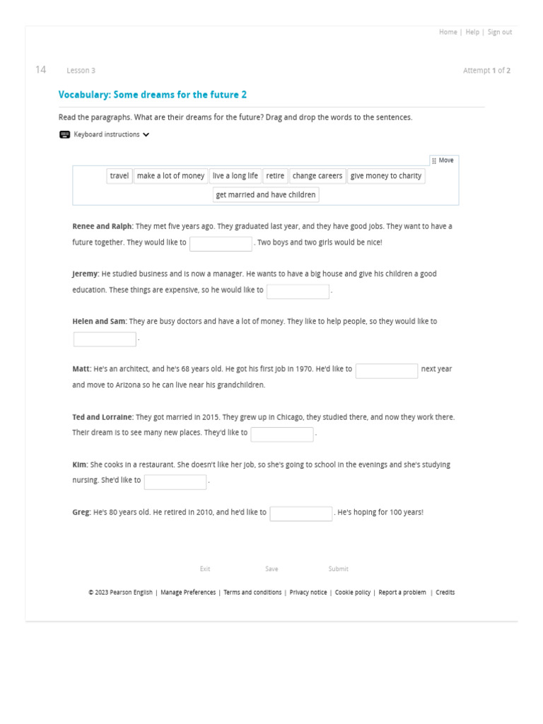 Vocabulary - Some Dreams For The Future 2 - Mode - Solve - Unit 14 ...
