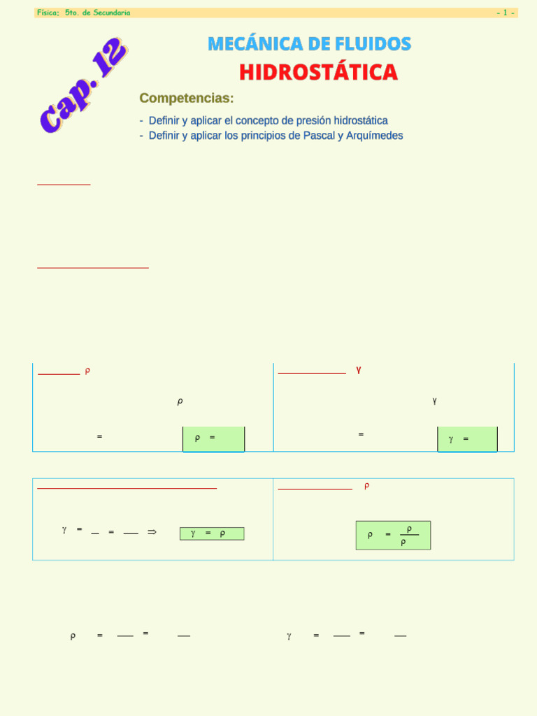 12. HIDROSTÁTICA | PDF | Presión atmosférica | Gases