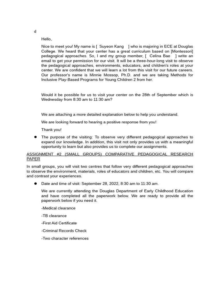 Request for Visit: Form 2320 Submission | PDF
