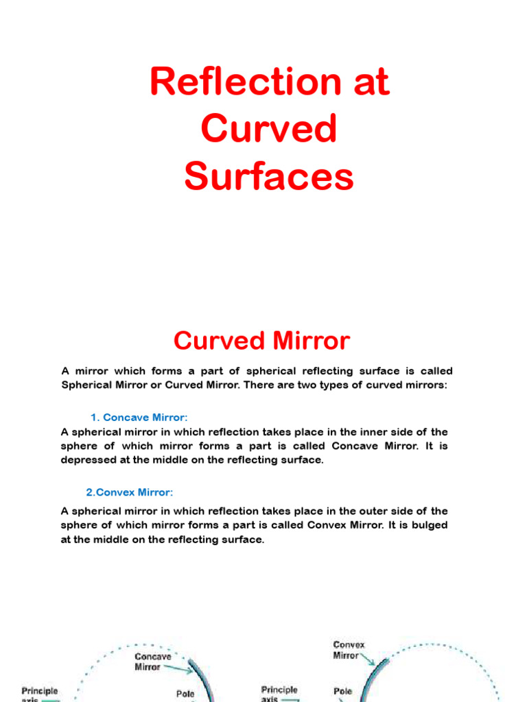 Reflection at Curved Surfaces | PDF | Mirror | Sphere