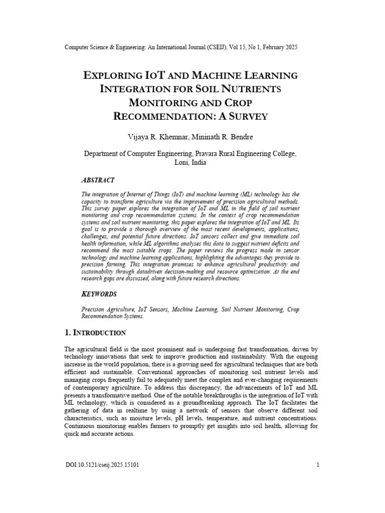 IoT & ML in Precision Agriculture | PDF | Internet Of Things | Machine Learning