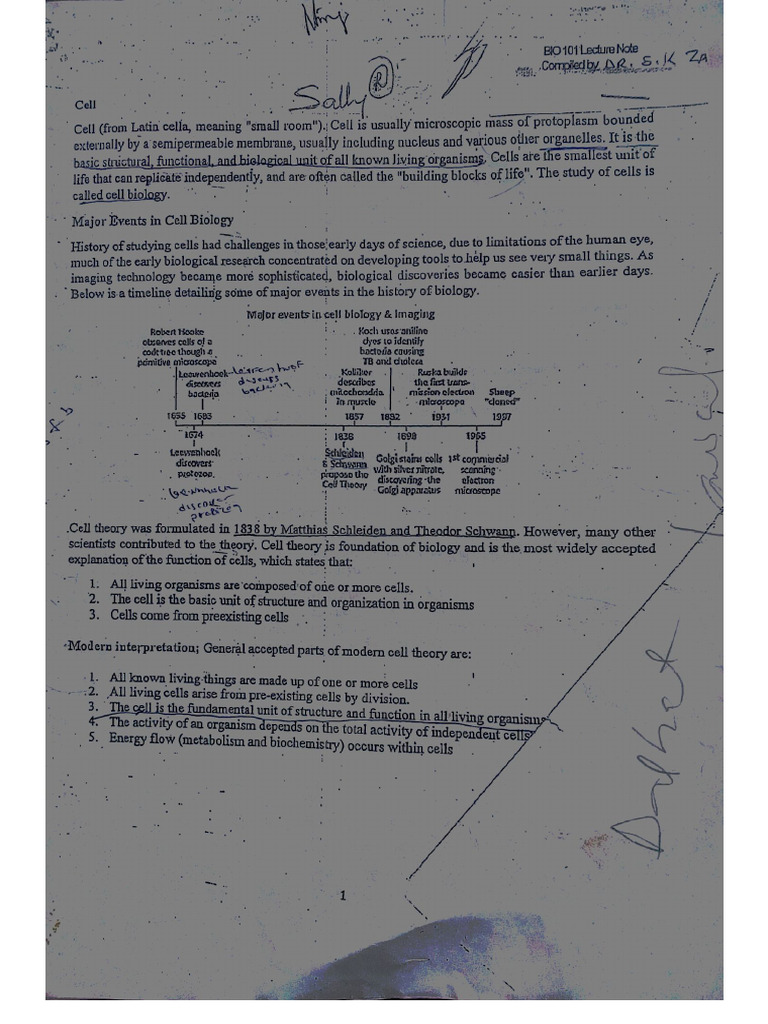 BIO 101 Cell Biology-1 | PDF