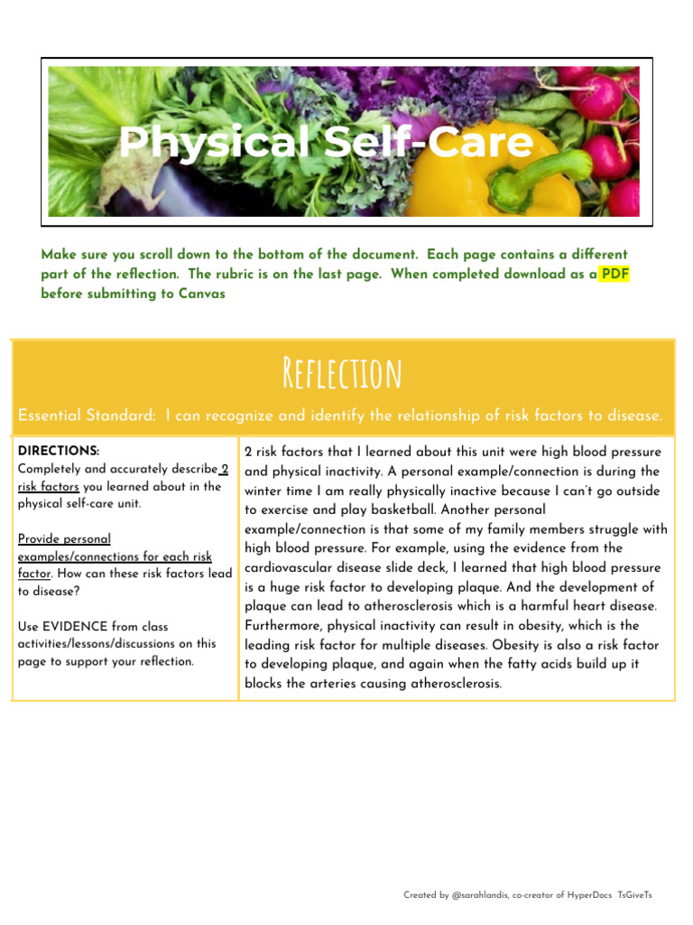 Hasan's Physical Self-Care Unit Portfolio | PDF | Sedentary Lifestyle ...