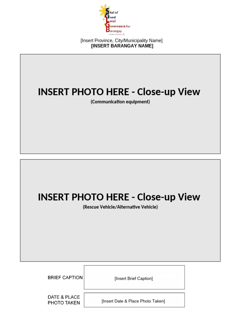 SGLGB Template - Photo Documentation (DRR) | PDF