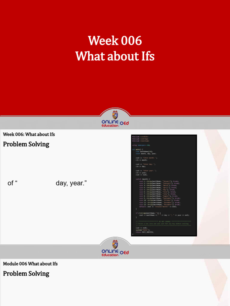 W6-Presentation-What about Ifs | PDF | Parameter (Computer Programming) | Boolean Data Type