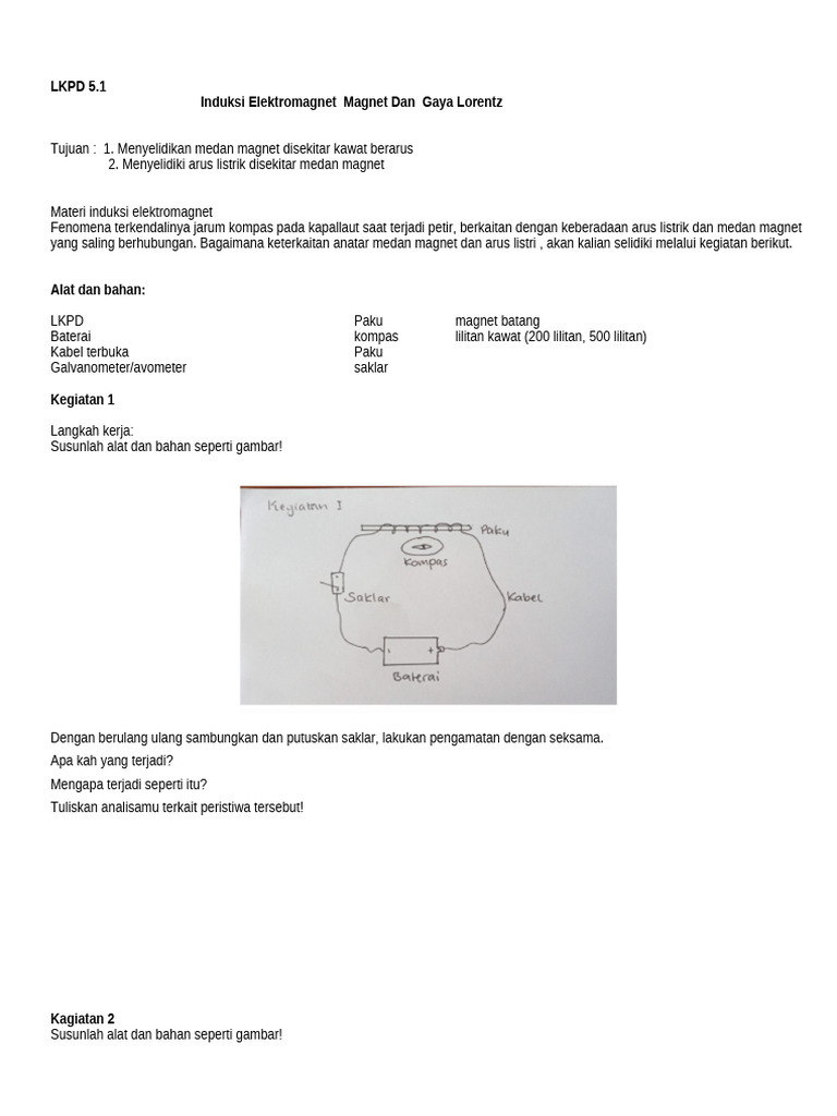 lkpd percobaan kemagnetan | PDF