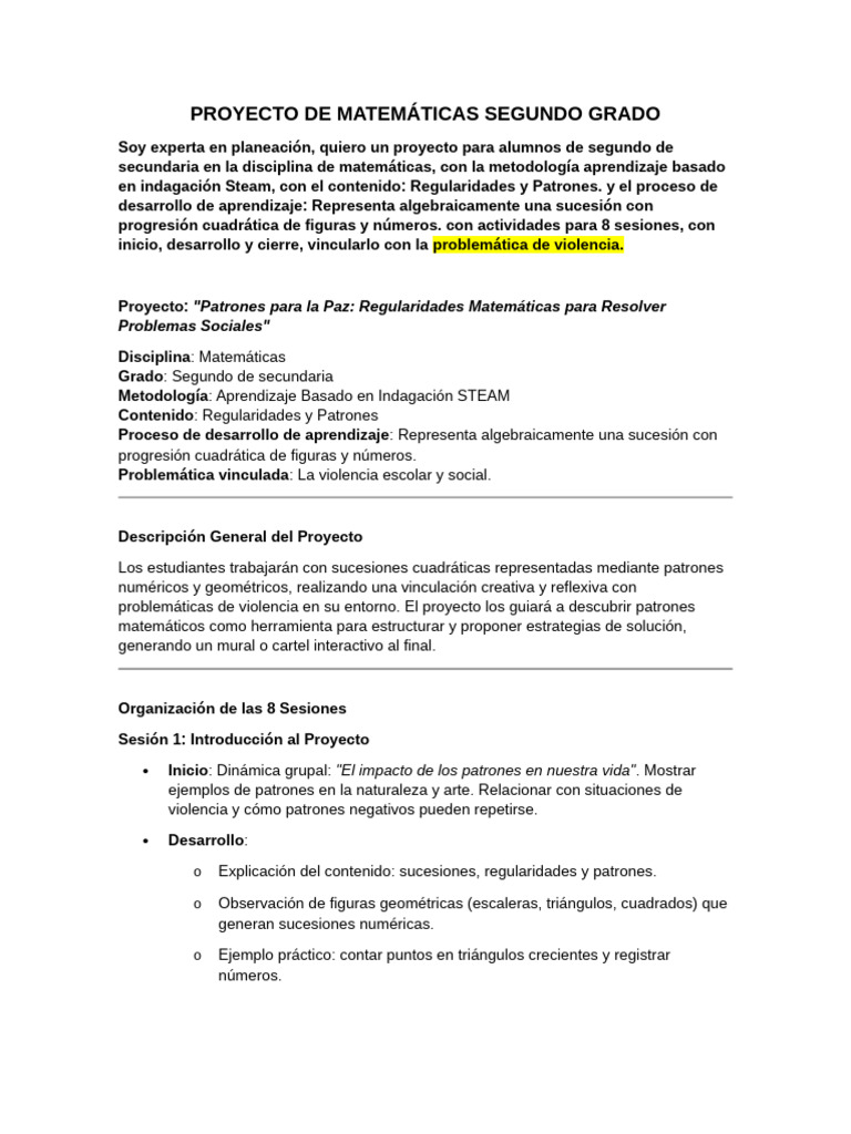 Actividades Proyecto Segundo Grado | PDF | Aprendizaje