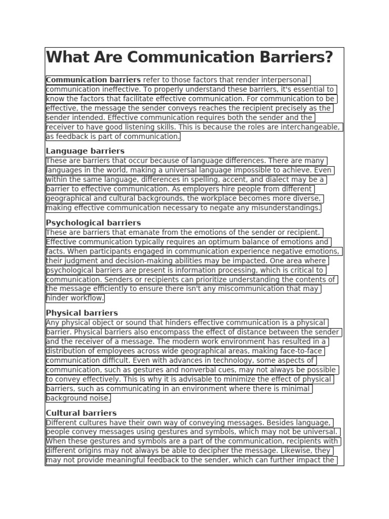 What Are Communication Barriers 2 | PDF | Communication | Nonverbal ...
