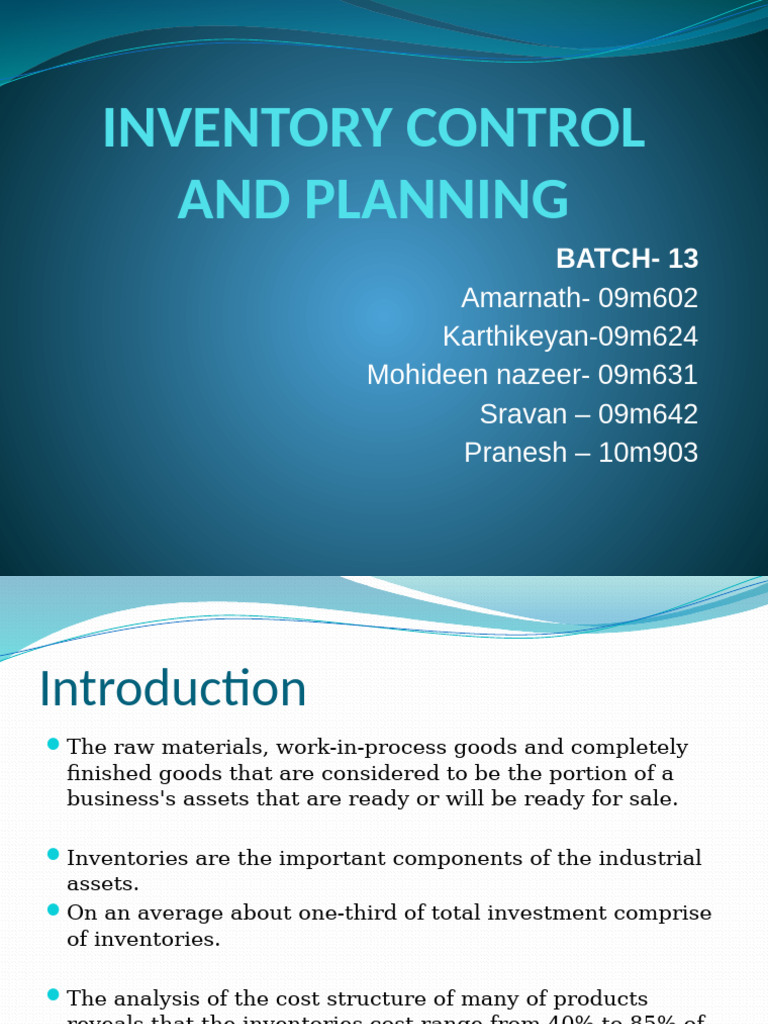 Inventory Control and Planning Techniques | PDF | Inventory | Business ...