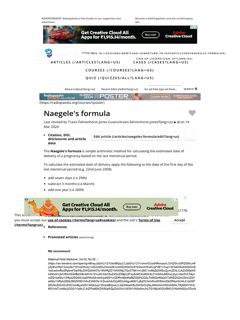 Naegele's formula | Radiology Reference Article | Radiopaedia.org | PDF ...
