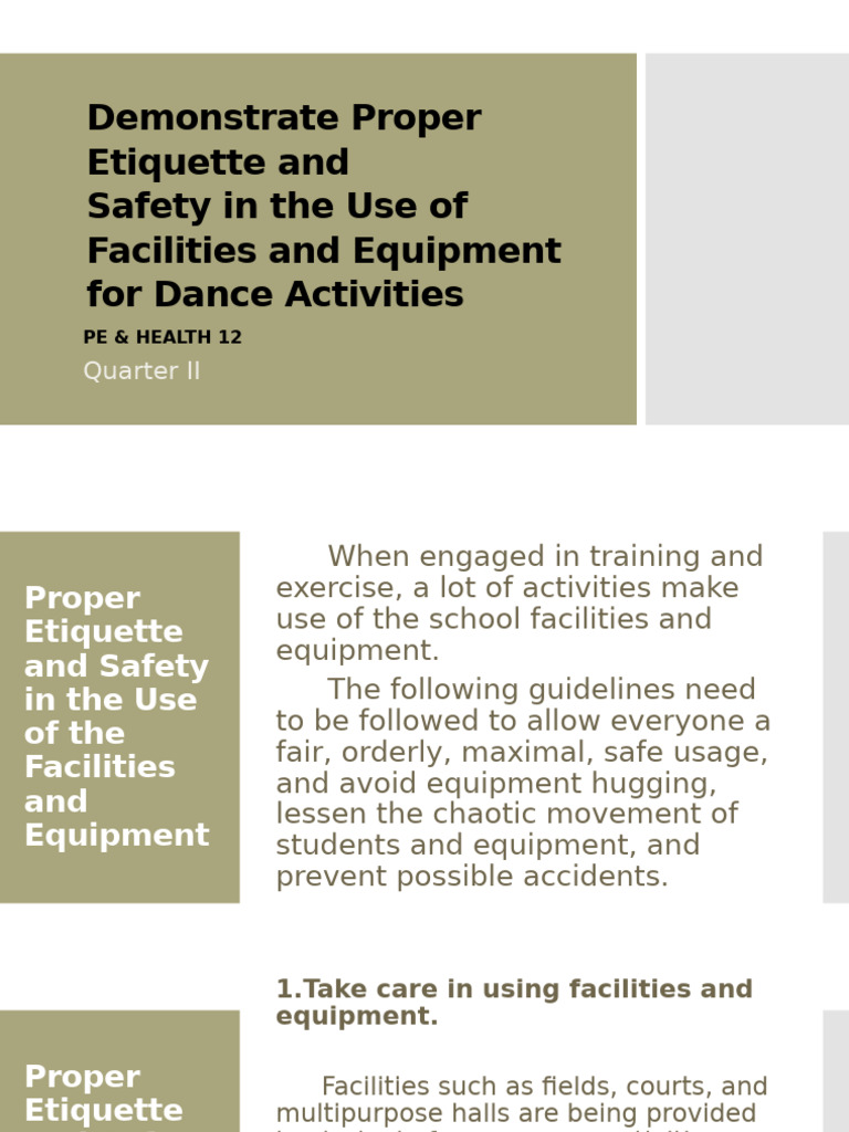 Dance Facility Safety and Etiquette Guide | PDF