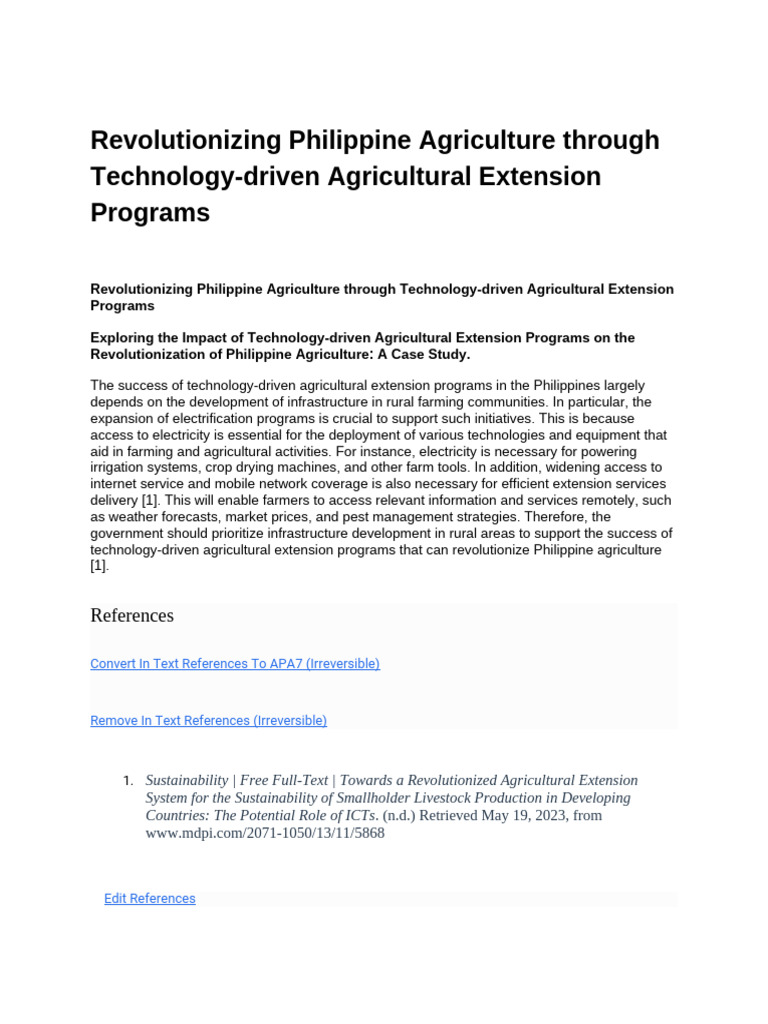 Revolutionizing Philippine Agriculture Through Technology-Driven ...