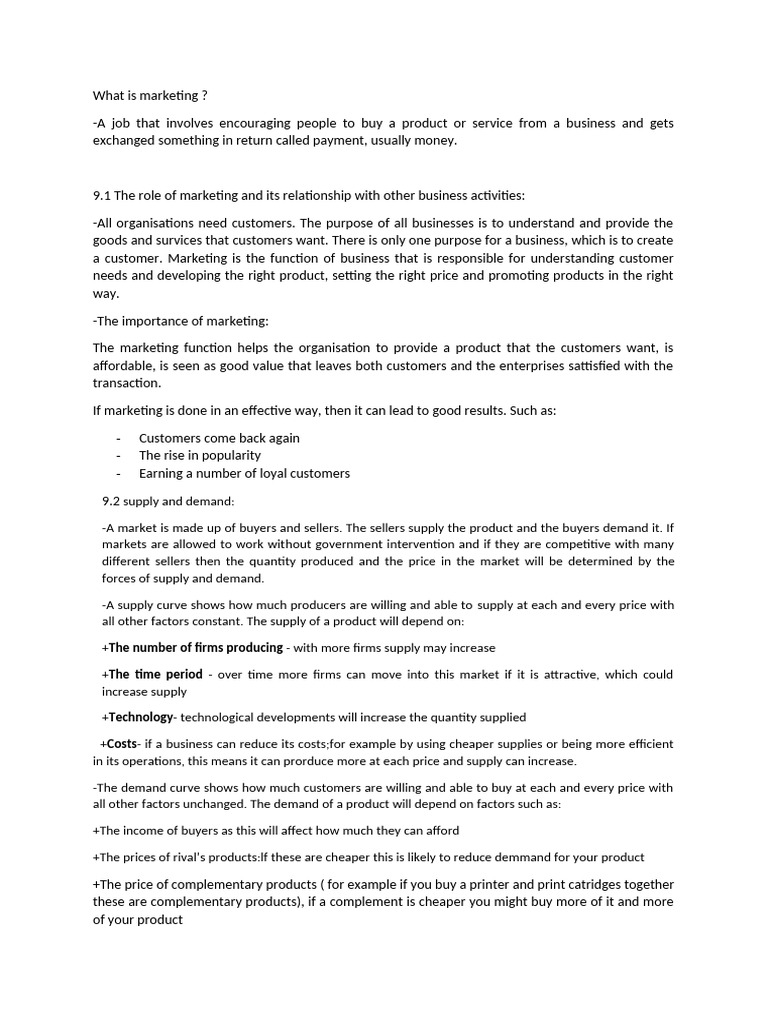 What is marketing | PDF | Supply (Economics) | Demand