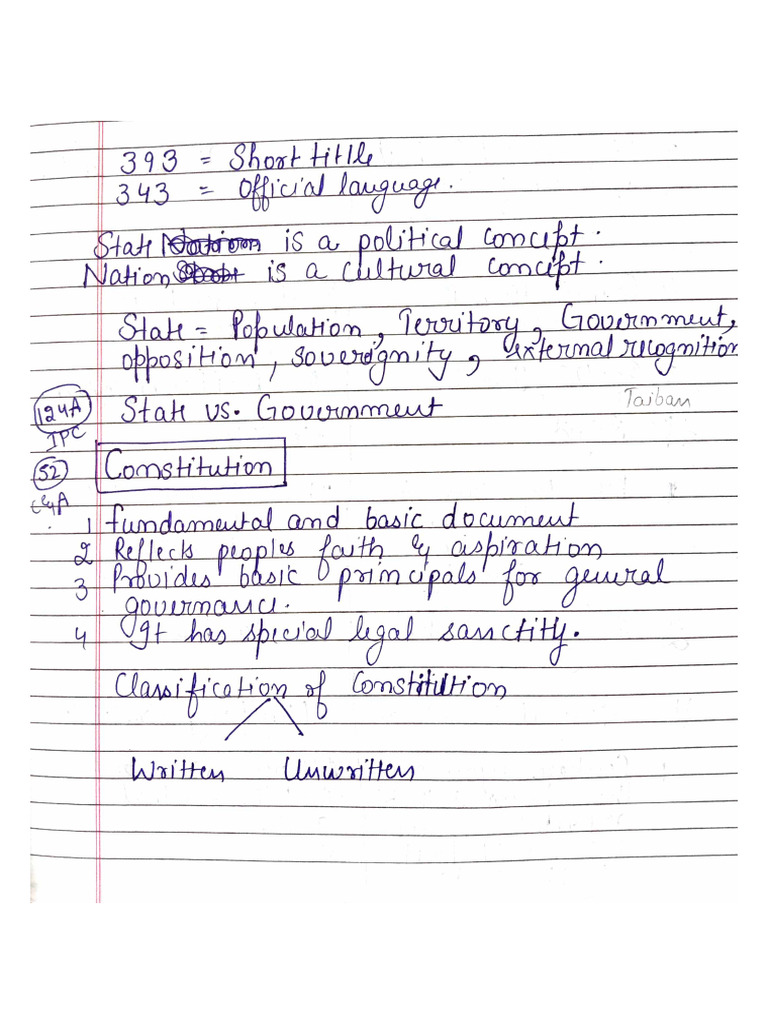 Constitution Notes Part 1 Personal | PDF