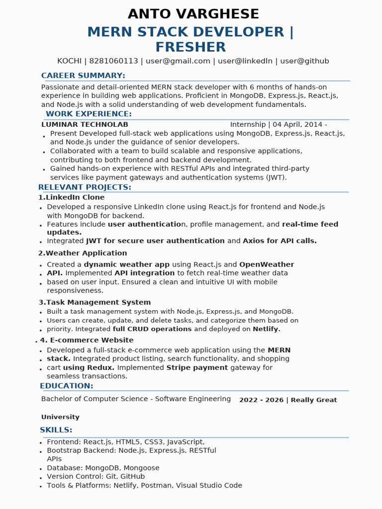 Simple Minimalist Professional Web Developer Resume | PDF | Web ...