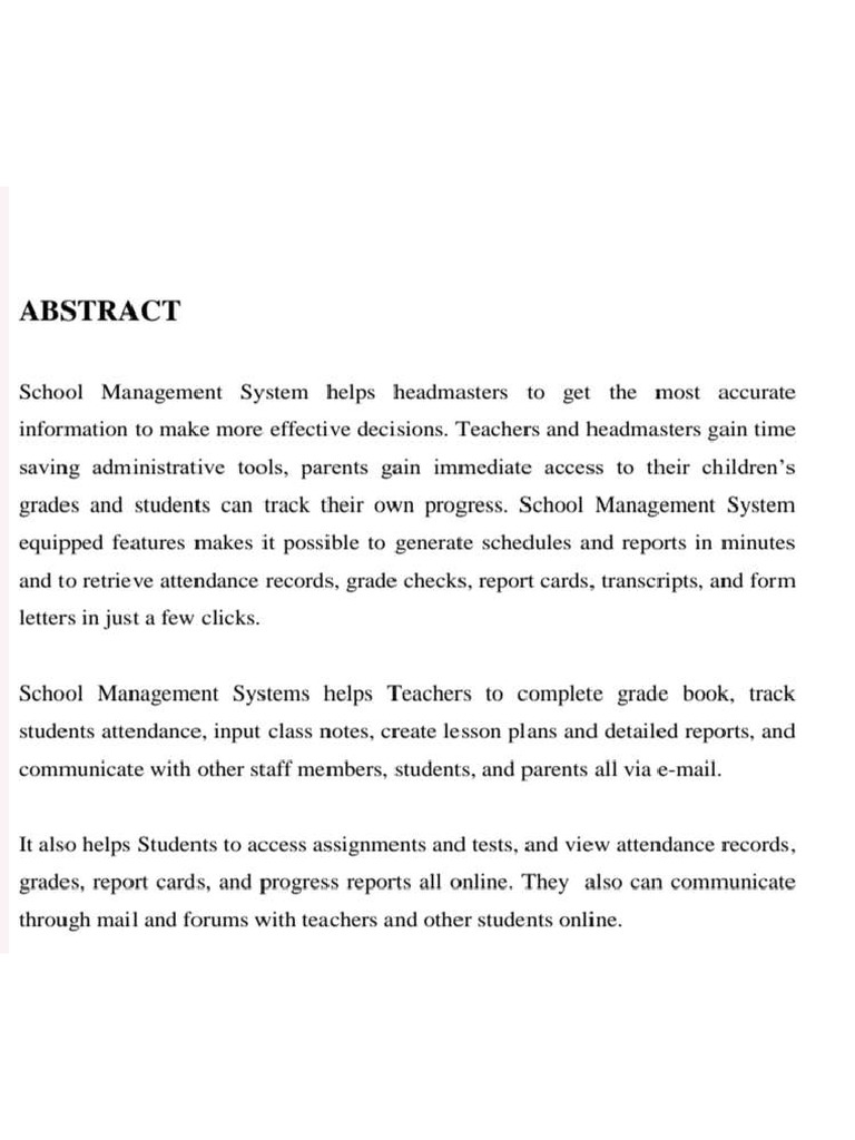 Abstract For School Management System | PDF