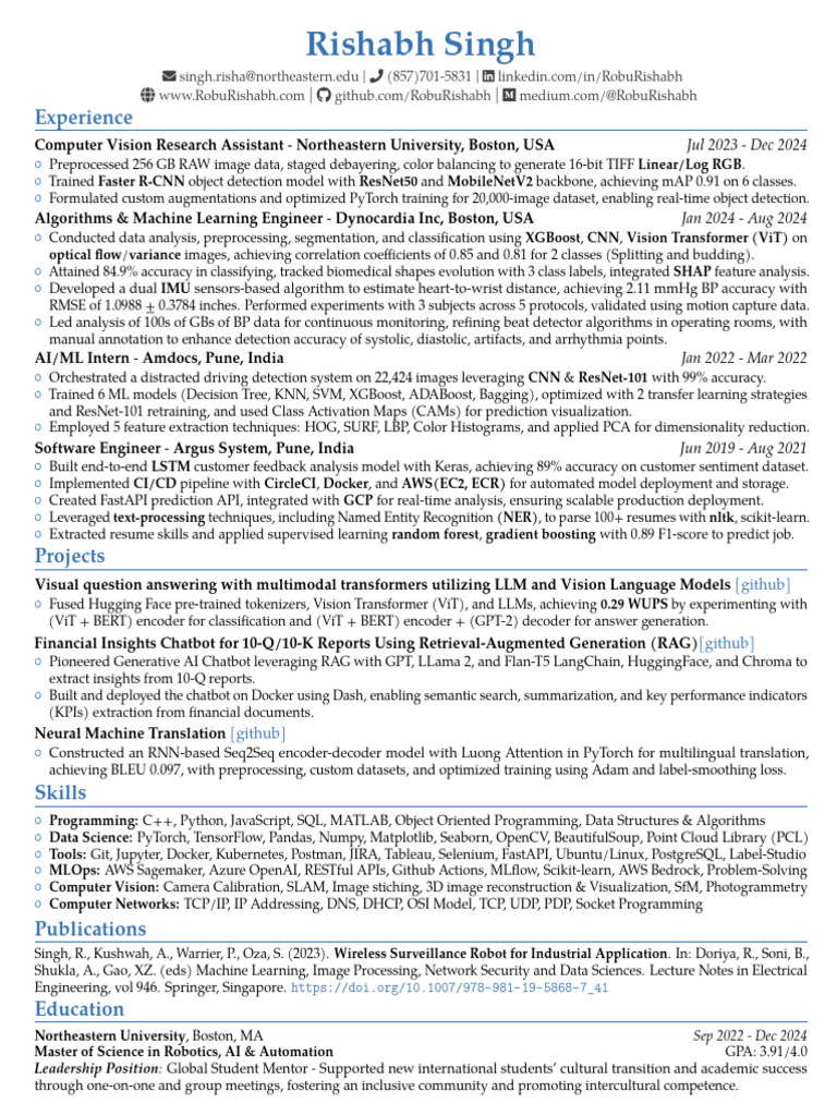 Rishabh Singh: Experience | PDF | Artificial Intelligence | Intelligence (AI) & Semantics