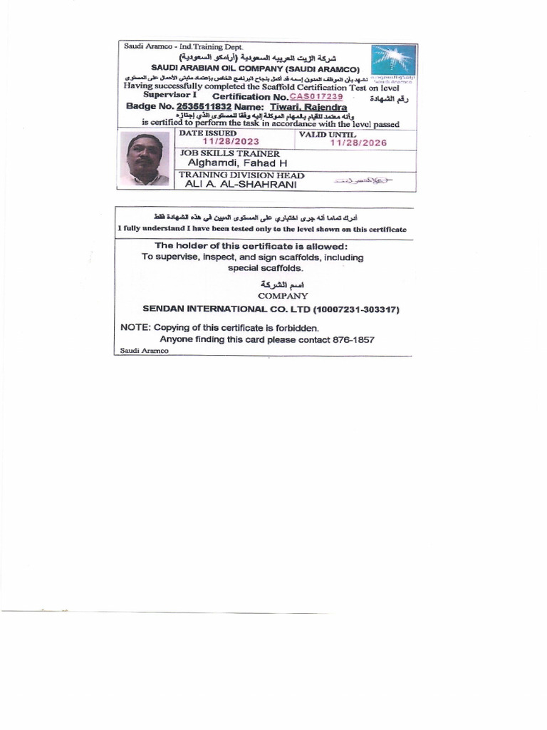 Scaffold Supervisor TUV | PDF