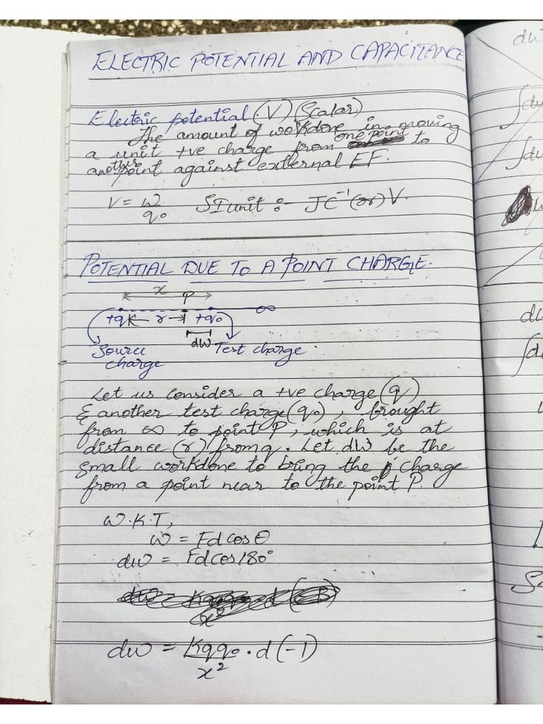 Electric Potential and Capacitance, Short Notes | PDF