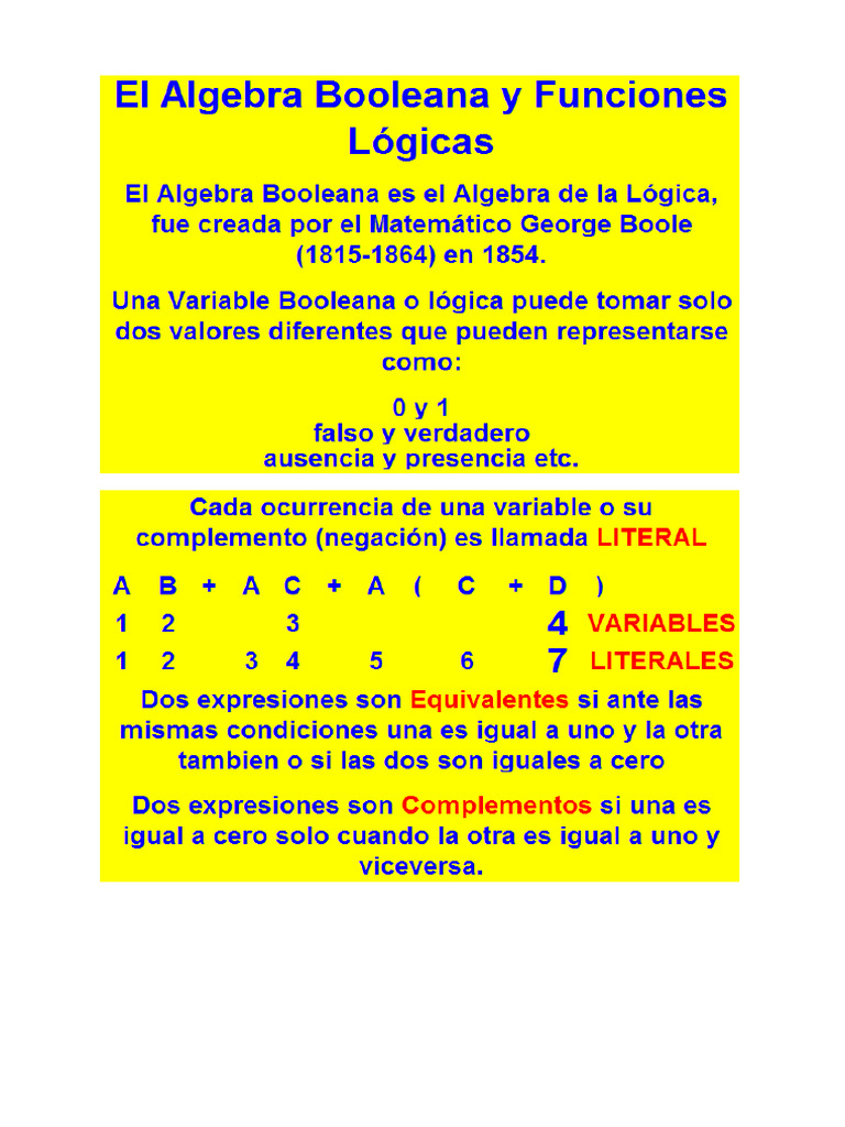 algebra booleana | PDF