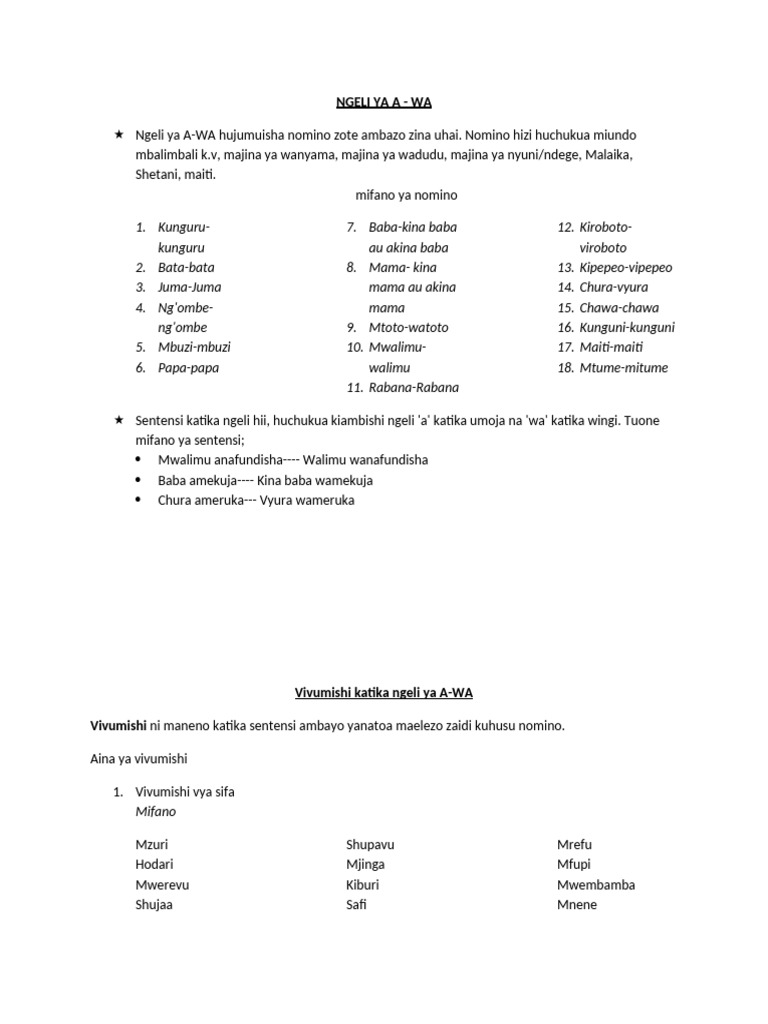 Ngeli Ya A-WA | PDF