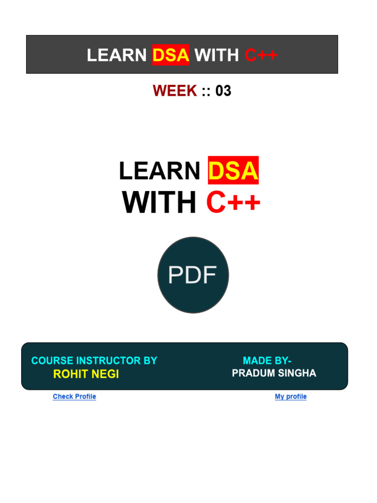 Week03 Learn Dsa With C Rohit Negi Pdf Time Complexity C
