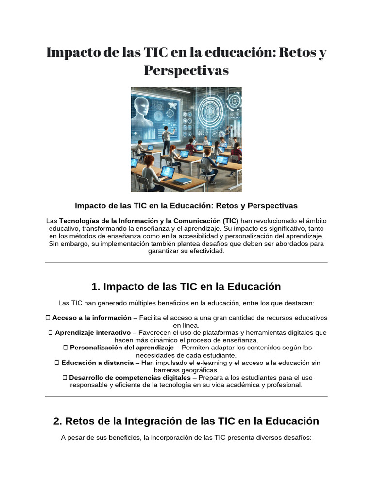 Impacto de las TIC en la educación_ Retos y Perspectivas | PDF ...