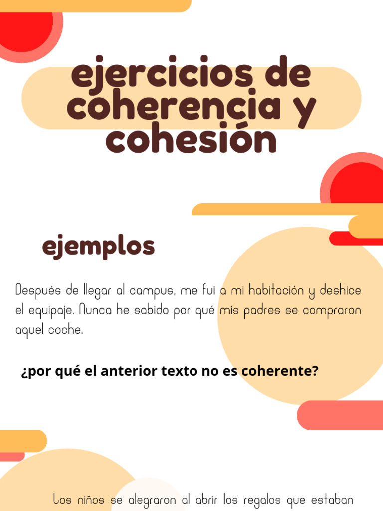 Ejercicios Coherencia y Cohesion | PDF