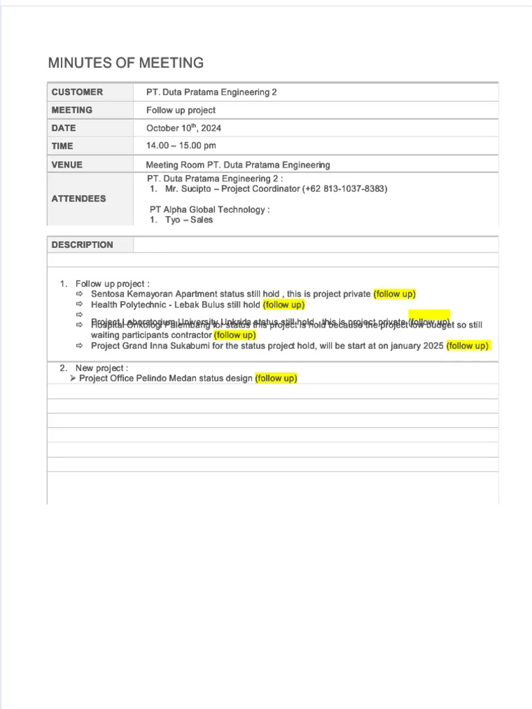 Minutes of Meeting | PDF
