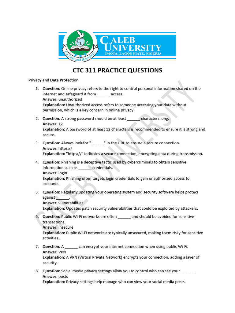 CTC 311 Questions and Answers | PDF | Computer Virus | Malware