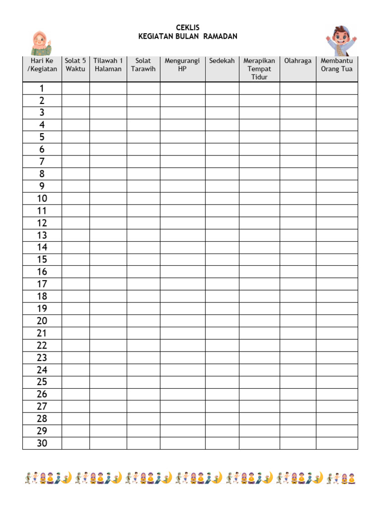 Crafting Dan Ceklis Kegiatan Bulan Ramadan Fix | PDF