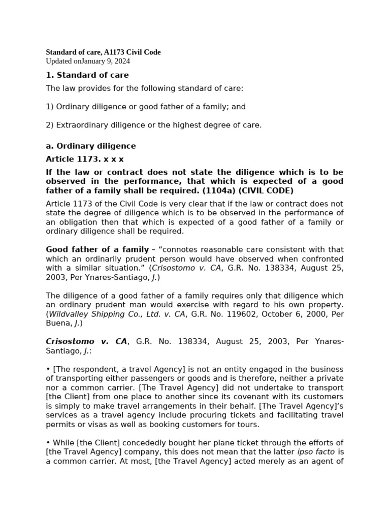 Obligations and Contracts Standard of Care | PDF | Standard Of Care | Banks