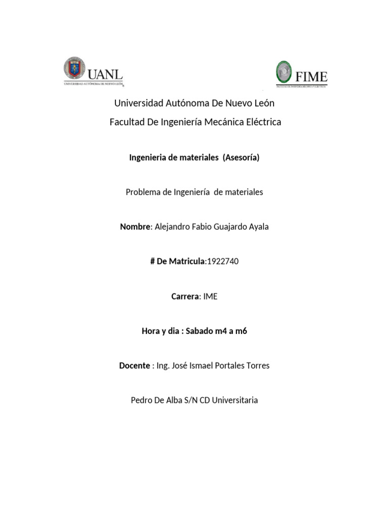 Ing Materiales Problema 1922740 | PDF