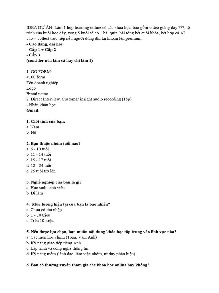 Survey Exe101 - Beestudy - MKT1811 | PDF