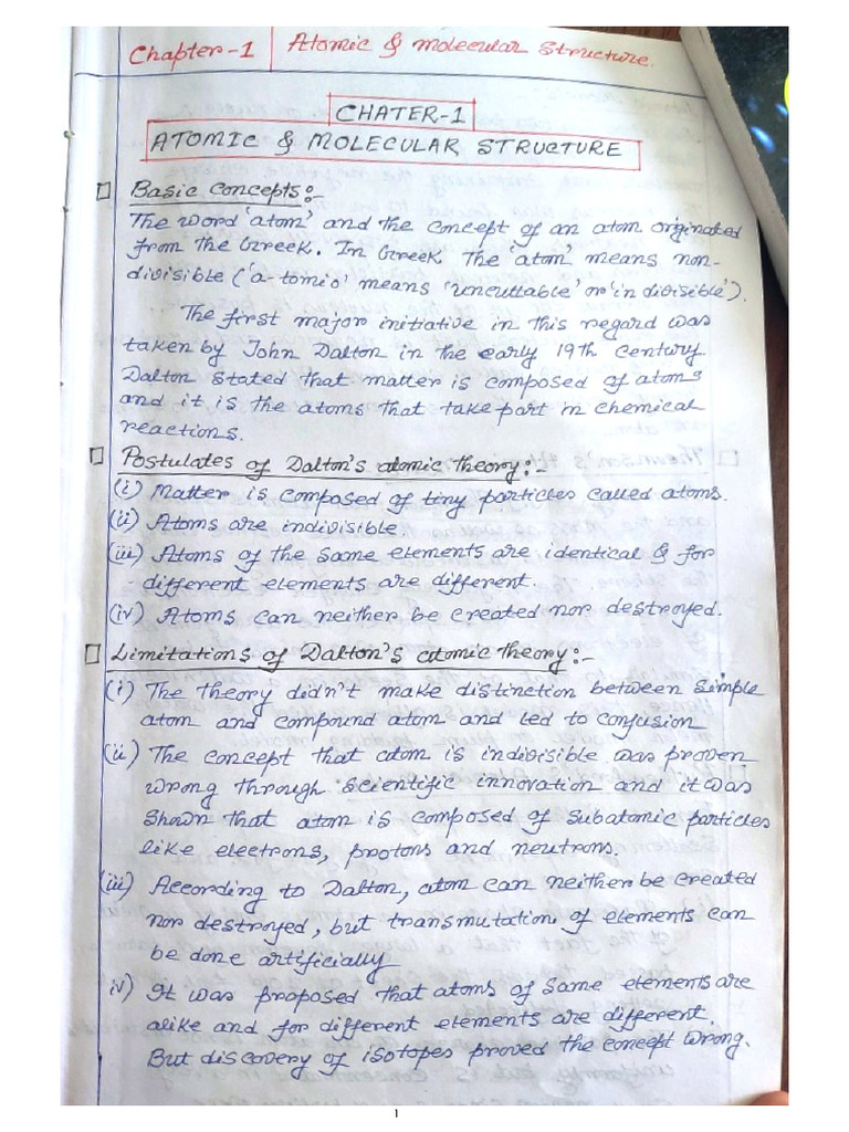 Chapter 1 Atomic and Molecular Structure | PDF
