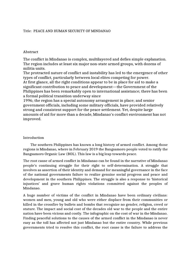 Mindanao Conflict: Peace and Security Challenges | PDF | Philippines