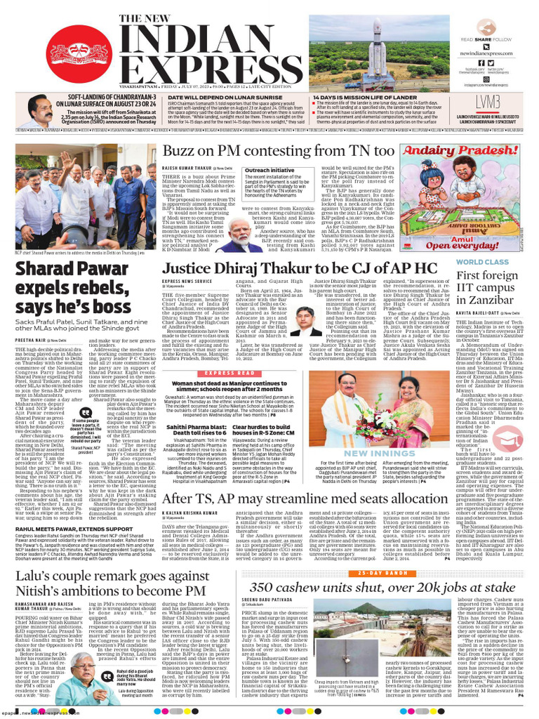 The New Indian Express Vishakapatnam 07-07-2023 | PDF | Politics Of India