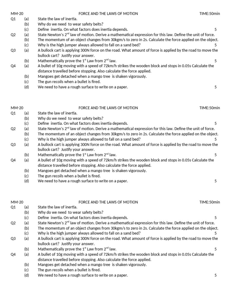 Force and The Laws of Motion | PDF | Force | Newton's Laws Of Motion