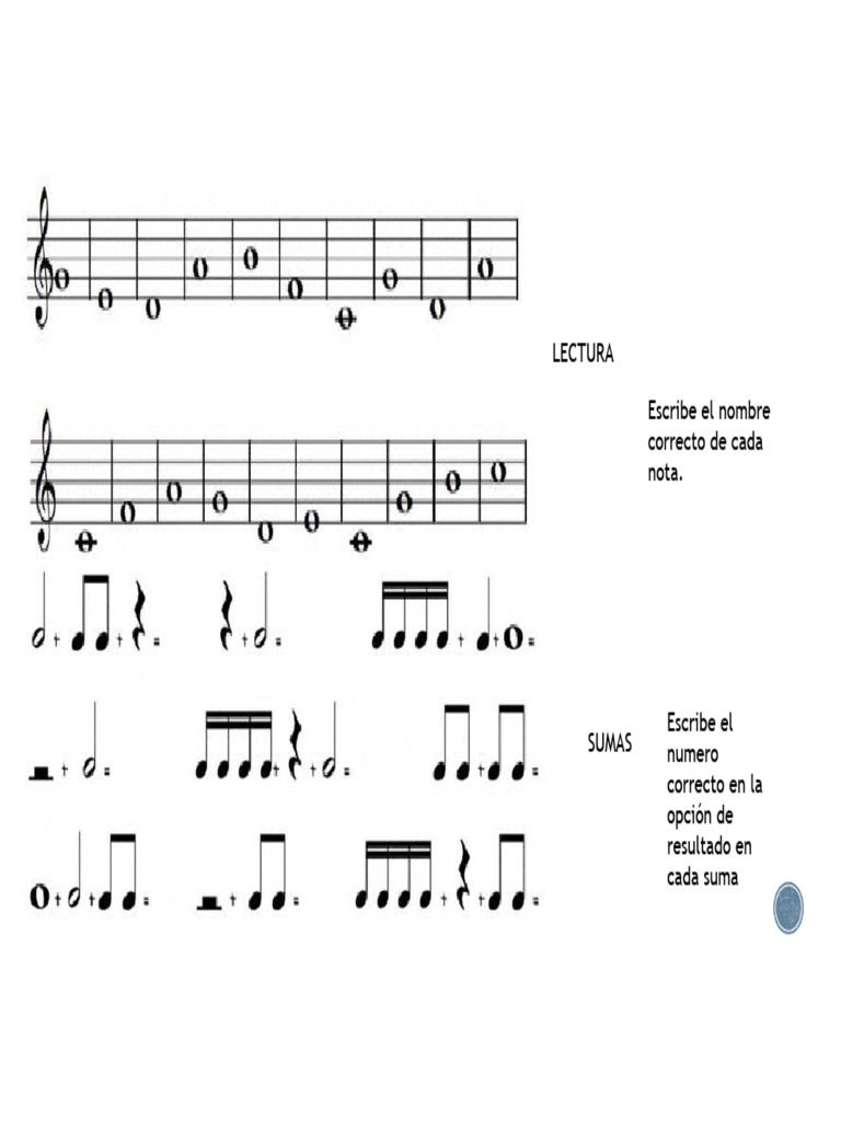 Práctica de Solfeo: Notas y Sumas | PDF