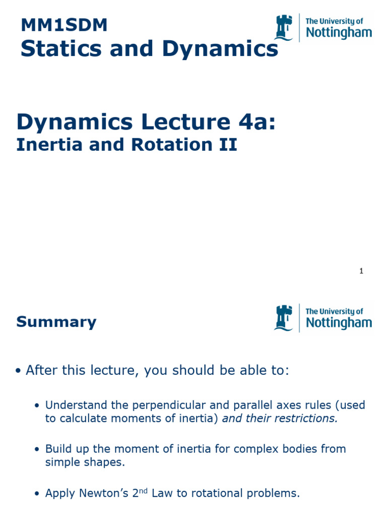Engineering Dynamics Lecture | PDF | Rotation Around A Fixed Axis | Rotation