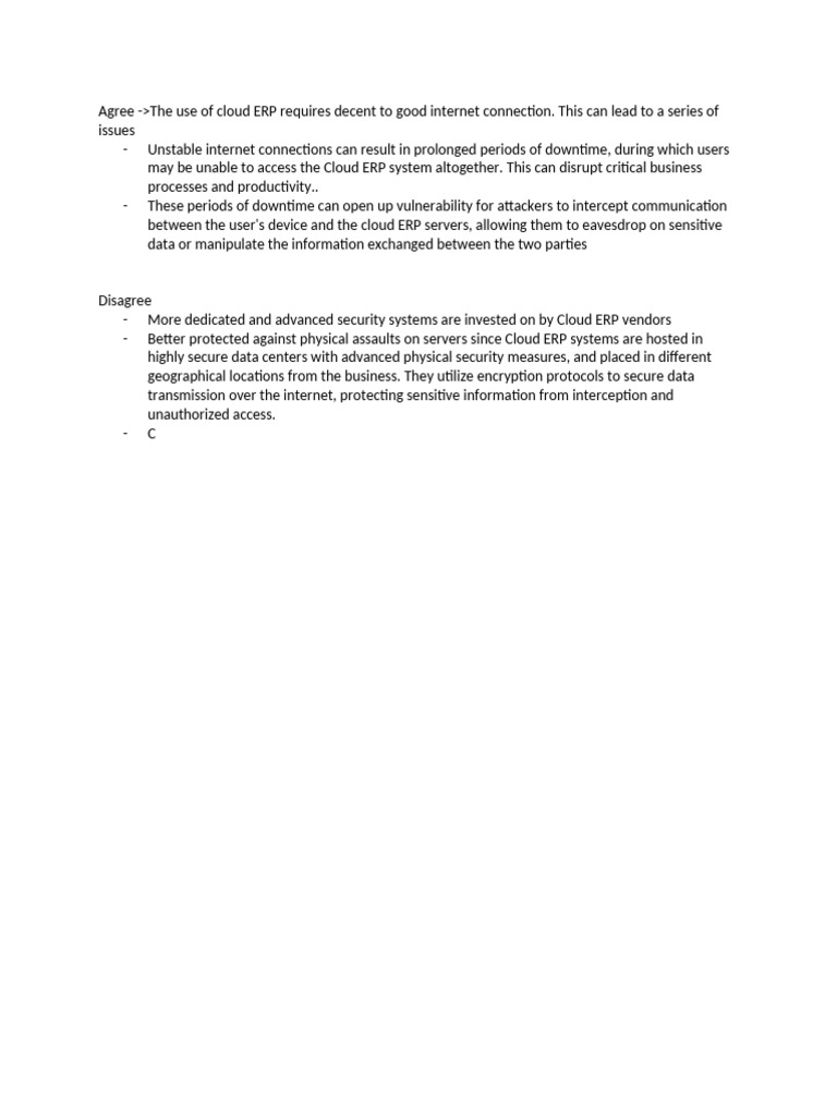 Cloud ERP: Internet Dependency Issues | PDF