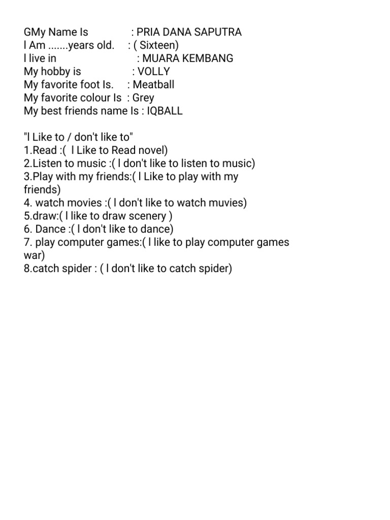 All About Me - Pria Dana Saputra | PDF